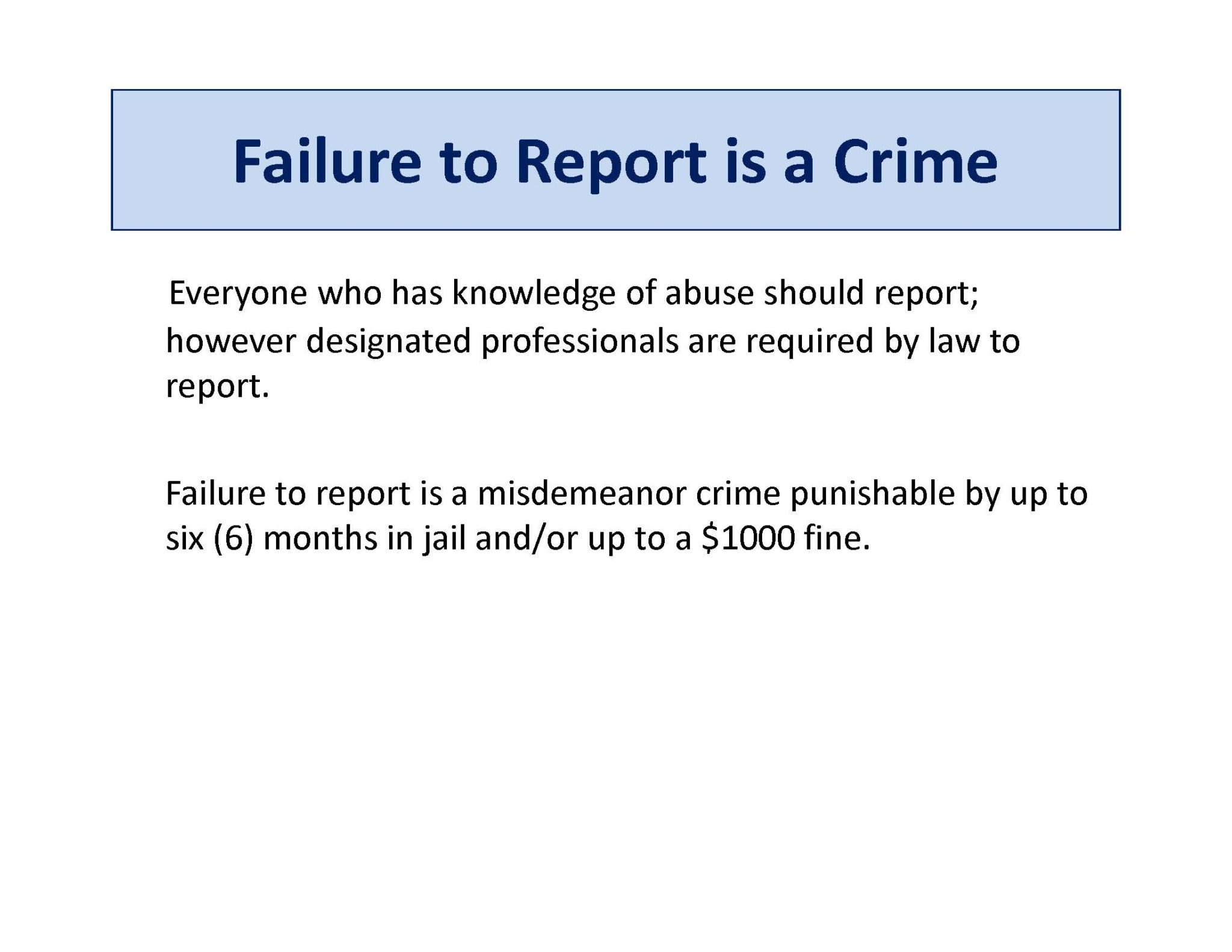 Mandated Reporter Laws